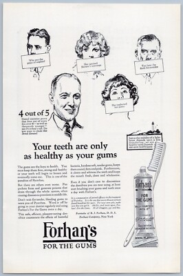 1925 Forhans Vintage Ad Gum Health Teeth Cleaner Pyorrhea Toothpaste ...