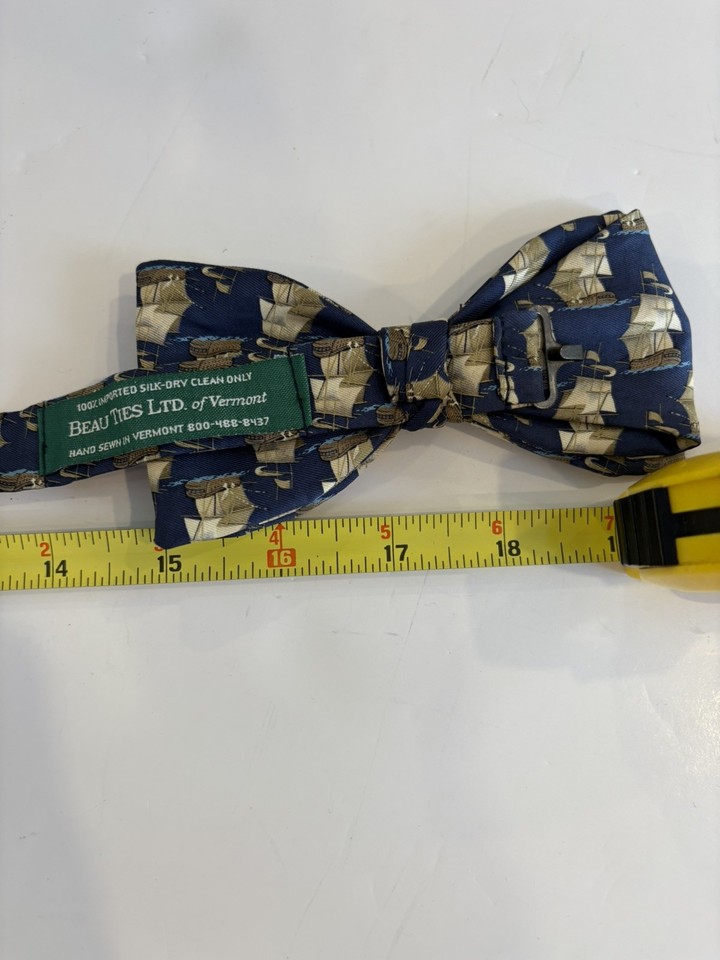 Beau Ties LTD of Vermont Bow Tie - Navy silk Ships Bow Tie pre tied | eBay