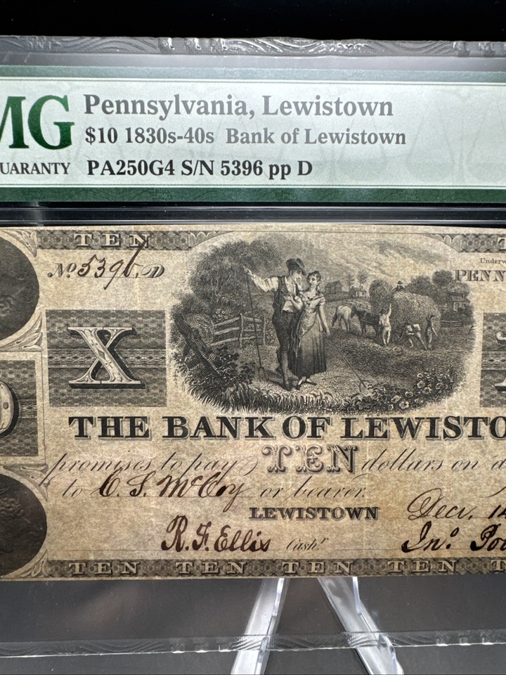 1846 $10 THE BANK OF LEWISTOWN PENNSYLVANIA OBSOLETE CURRENCY NOTE | eBay