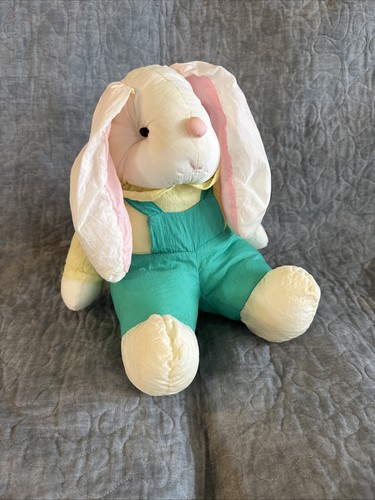 Vintage Nylon Puffy Easter Bunny Plush Rabbit Pastel Stuffed Animal | eBay