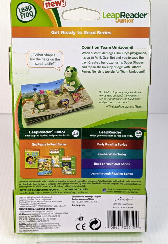 LeapFrog LeapReader TAG Junior Book Team Umizoomi Cars Home School Baby | eBay