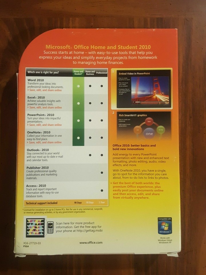 Genuine Microsoft Office 2010 Home and Student Family Pack for 3 PCs ...