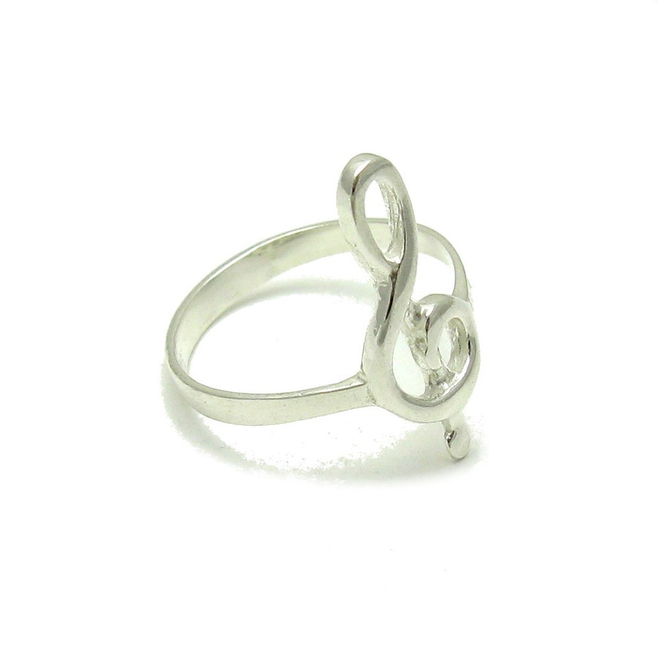 Stylish Sterling Silver Ring Hallmarked Solid 925 Treble Clef Handmade ...