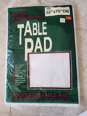Table Pad Protector Flannel Backing Quilted Waterproof Cut to Fit 52 x ...