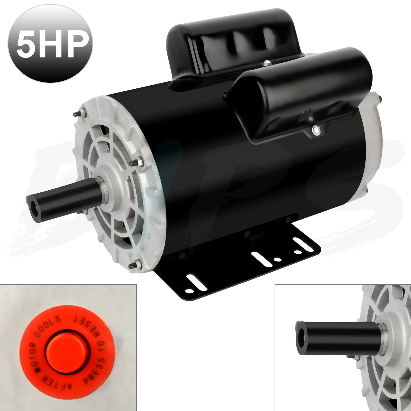 5 HP Air Compressor Electric Motor Single Phase 3450 RPM 56HZ Frame 7/8 ...