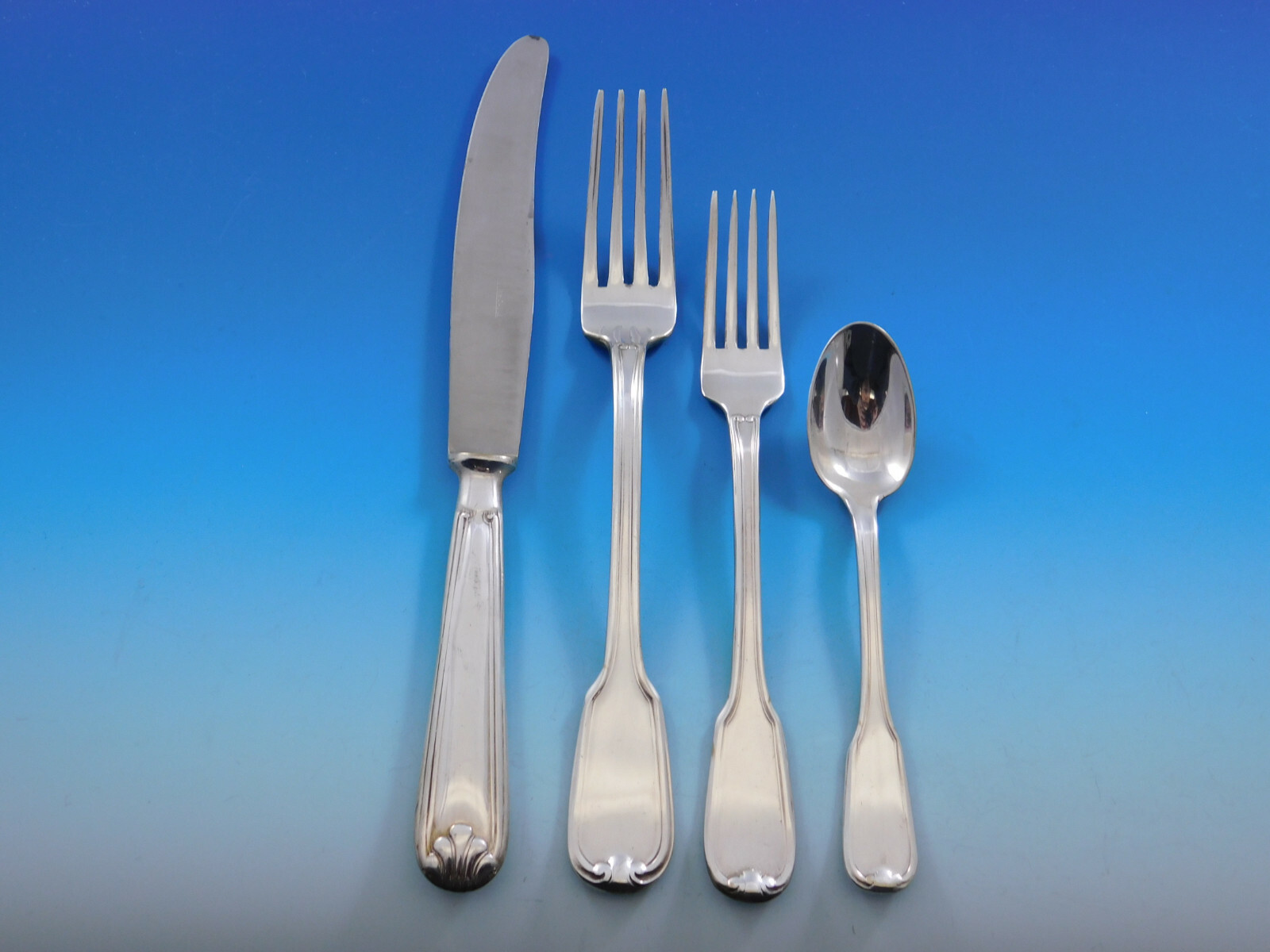Fiddle Thread German 800 Silver Flatware Set Service 57 pieces Dinner ...
