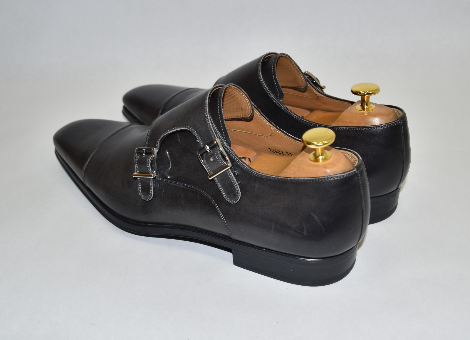 New! Magnanni 'Arturo' Double Monk Strap Cap Toe Shoe Catalux Gray Size ...