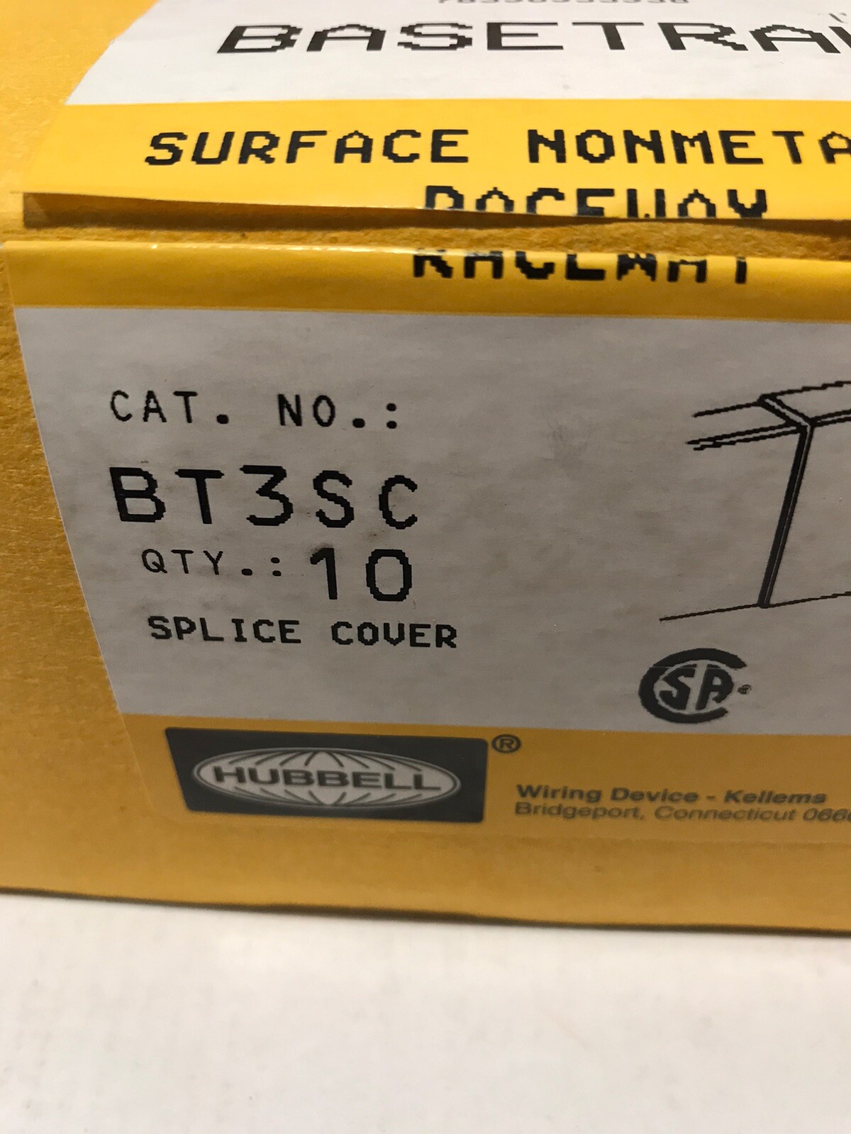 HUBBELL BT3SC BOX OF 10 Pcs. Basetrak Surface Nonmetallic Splice Cover ...