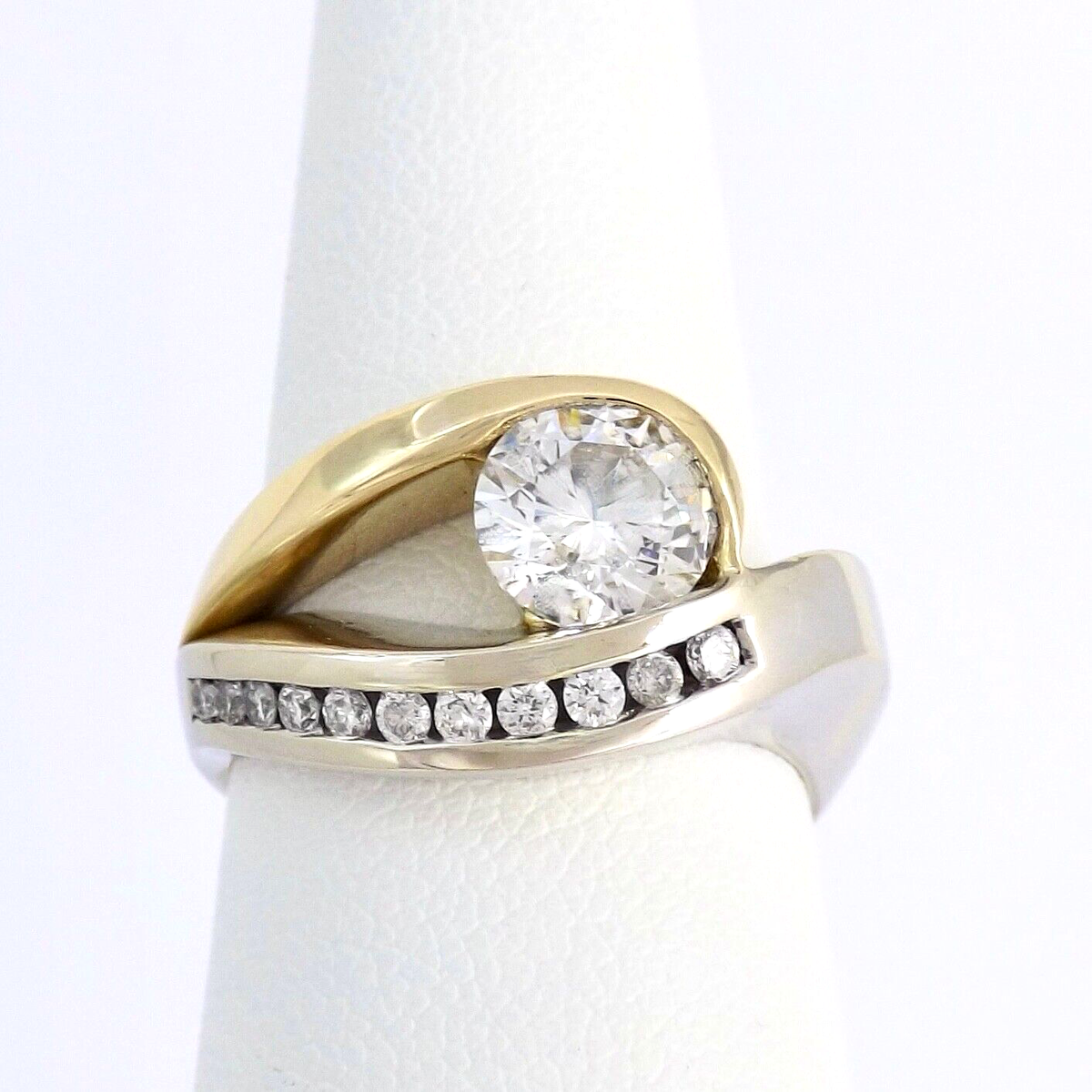 Gear Head Wedding Rings 14Kt Yellow Gold Diamond Engagement Ring With