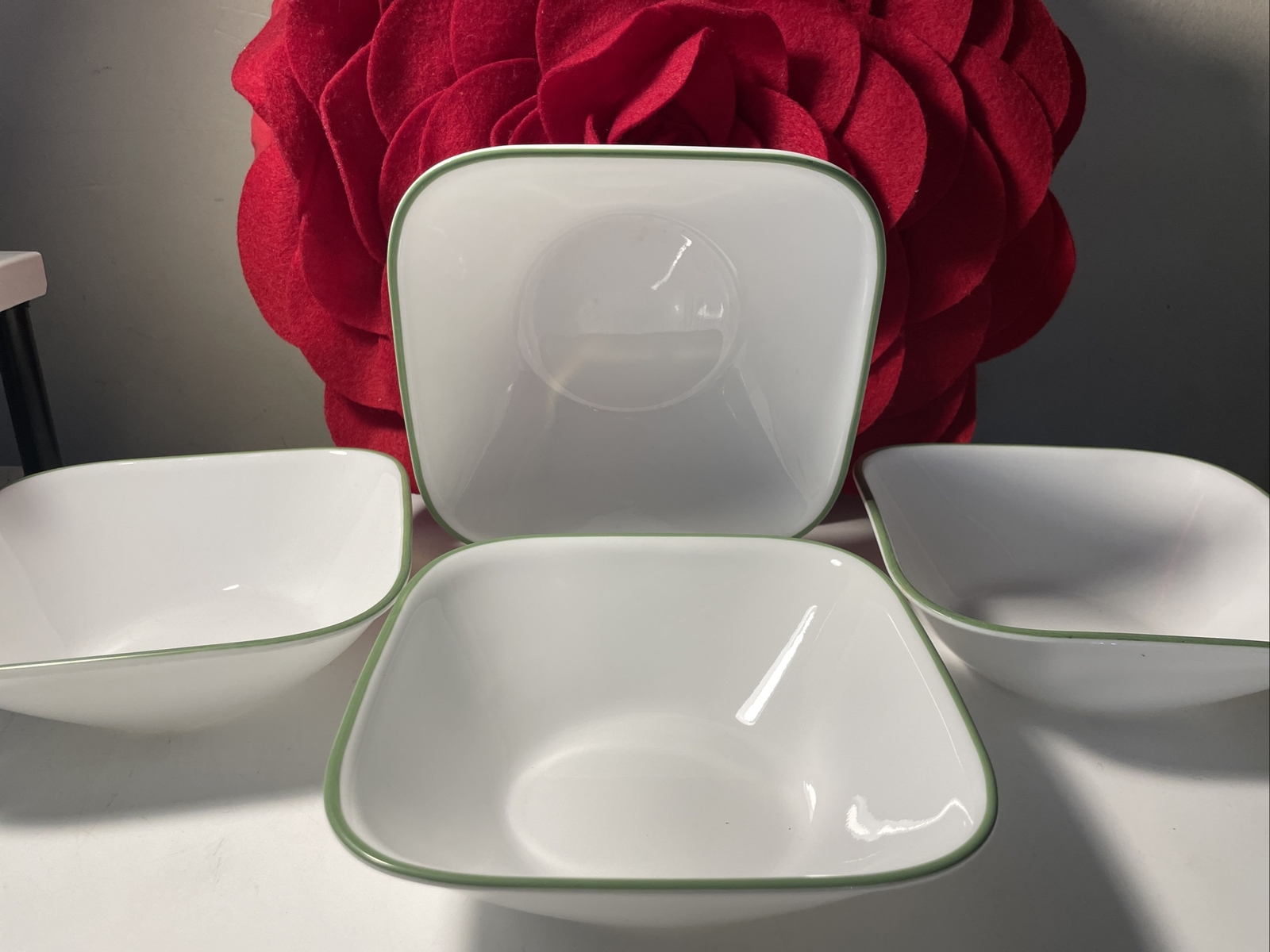 Set of 4 Corelle Pro Corning Summer Mums 6 1/2" Square Soup Cereal ...
