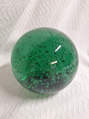 4 Inch Green Sphere Paper Weight With Bubbles 3 Lbs E2 | eBay