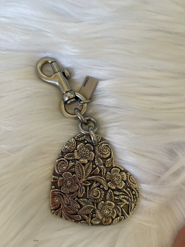 Coach Metal Heart Tea Rose Keychain Bag Charm | eBay