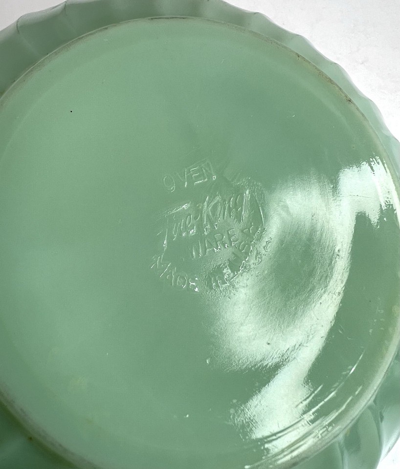 Vintage Fire King Green Jadeite Swirl 8" Mixing Bowl Marked | eBay