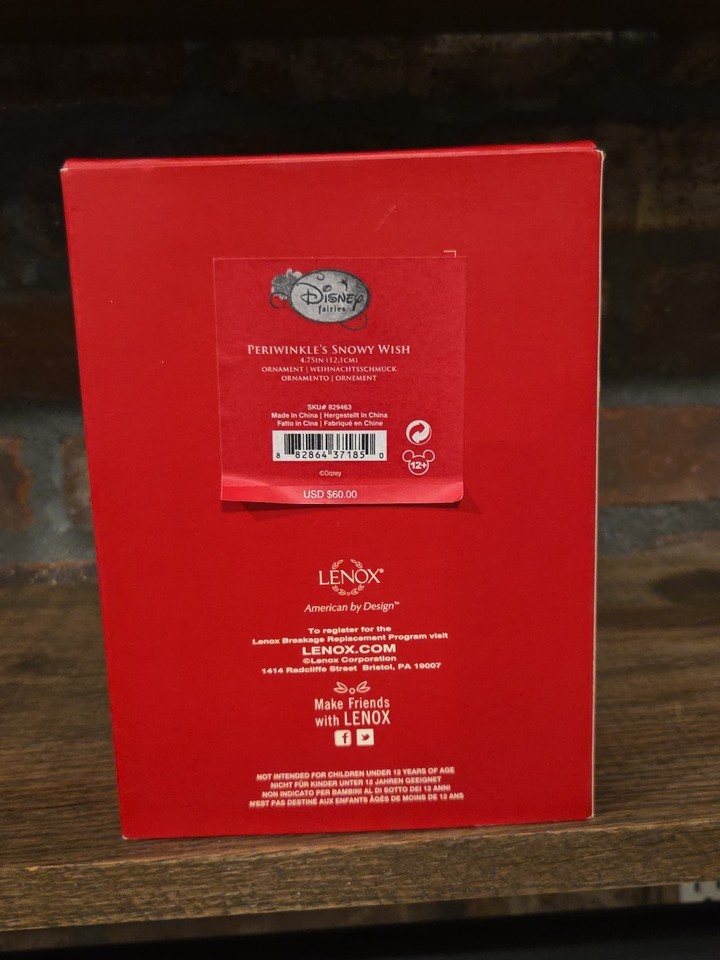 Lenox Disney's Periwinkle's Snowy Wish Fairy Christmas Ornament New in ...