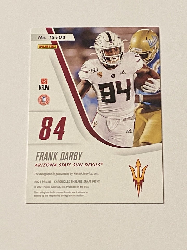 FRANK DARBY THREADS AUTOGRAPH AUTO RC ASU ARIZONA STATE SUN DEVILS ...