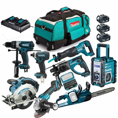 Makita Set 18V Akku Kettensäge Combo Kit DUC307 DC18RD DGA511 DJR186 ...