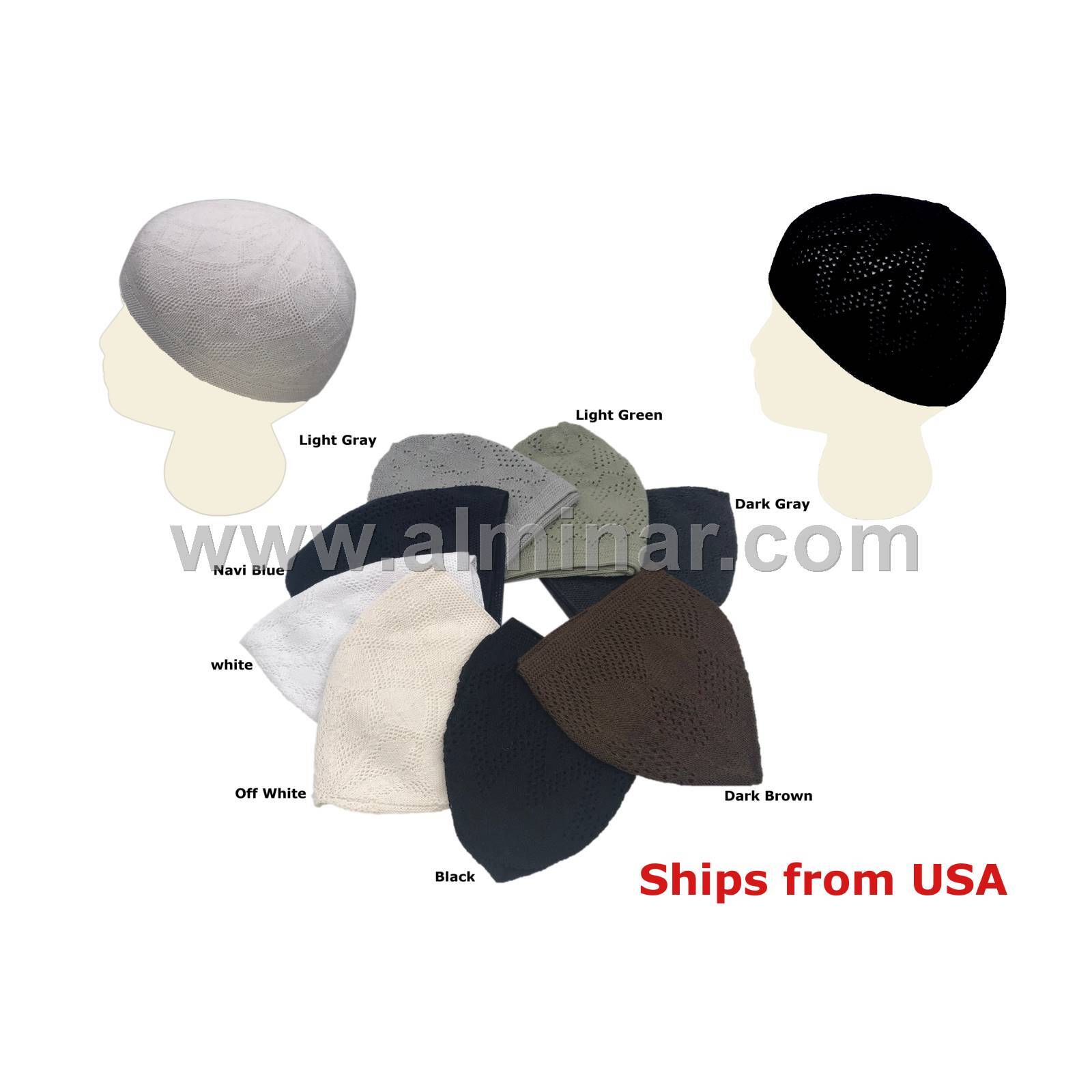 1 Piece - Turkish Knitted Stretchable Prayer Cap (Kufi, Topi, Koofi ...
