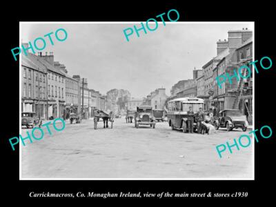 OLD LARGE HISTORIC PHOTO OF CARRICKMACROSS IRELAND THE MAIN ST & STORES ...