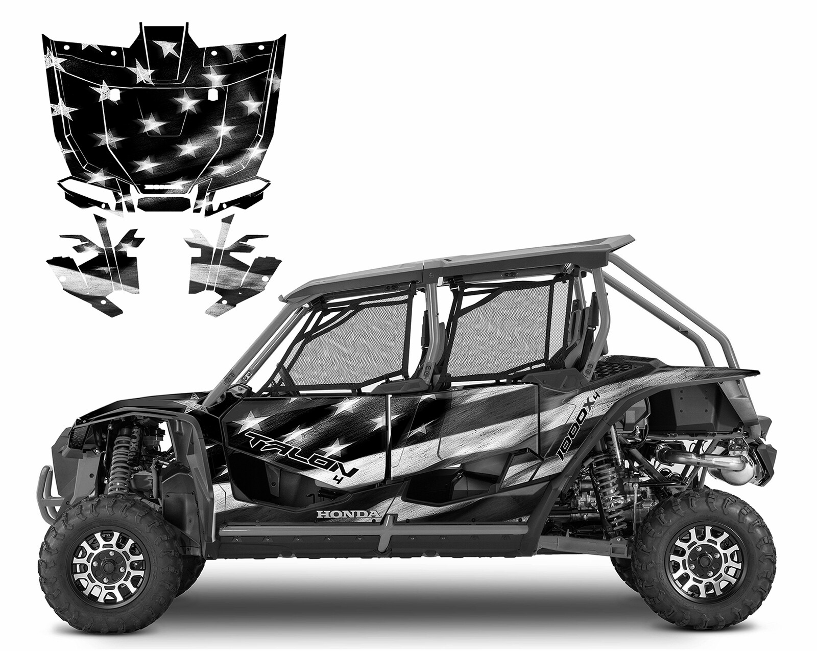 Honda Talon 1000X-4 4-SEATER graphics wrap kit 24 mil Tattered American ...