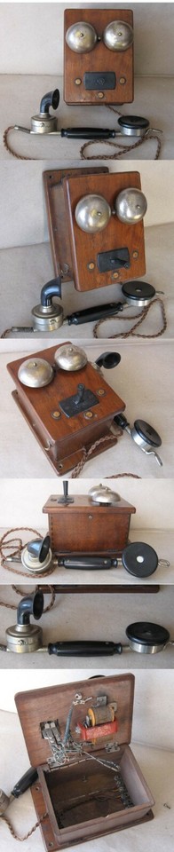 ANTIQUE AUSTRIAN WALL TELEPHONE PHONE / WOODEN BOX / 1910s | eBay