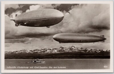 Luftschiffe Hindenburg Graf Zeppelin Bodensee Airships Aviation RP Postcard H72 | eBay