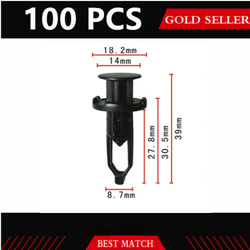 100x Push-Type Fastener Clip front bumper 9mm for Toyota LEXUS 52161 ...