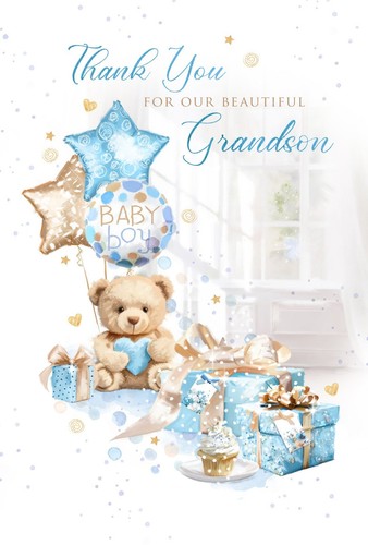 Thank You For Our Beautiful Grandson Card. Birth, Baby Boy. Grand ...