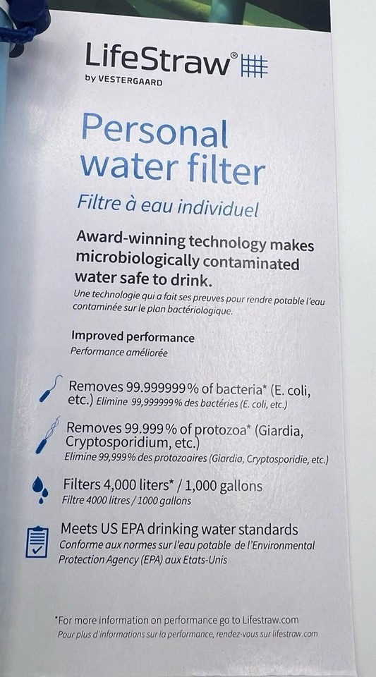 LifeStraw Personal Water Filter for Hiking Camping Travel Emergency ...