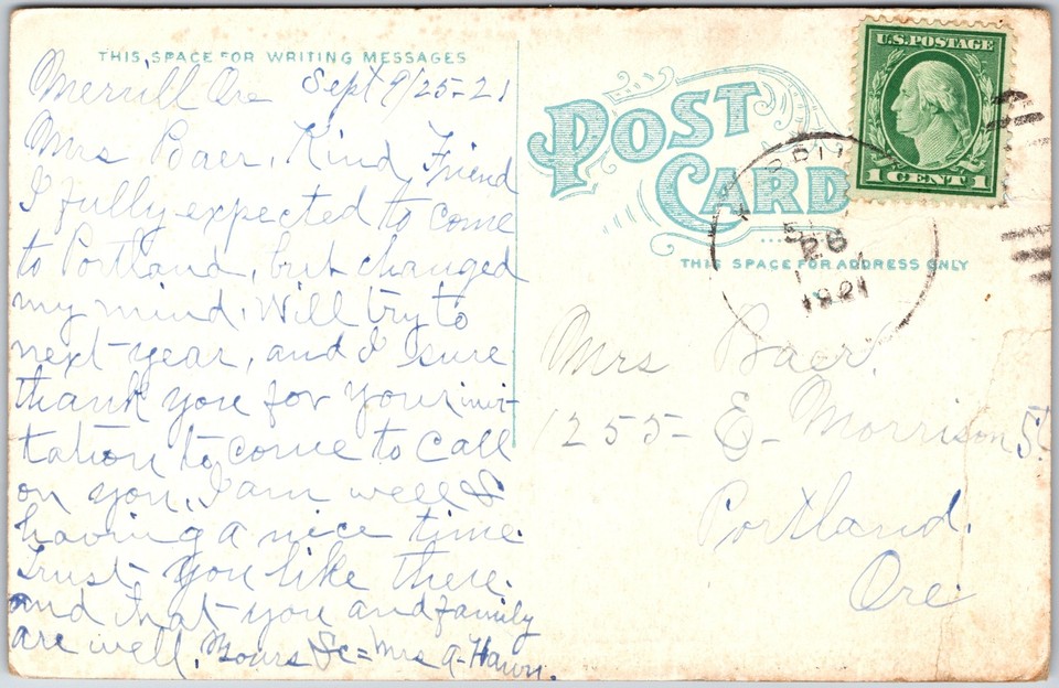 Lakeview Oregon OR, 1921 Greetings, Tree, Greenfield, Flowers, Vintage ...