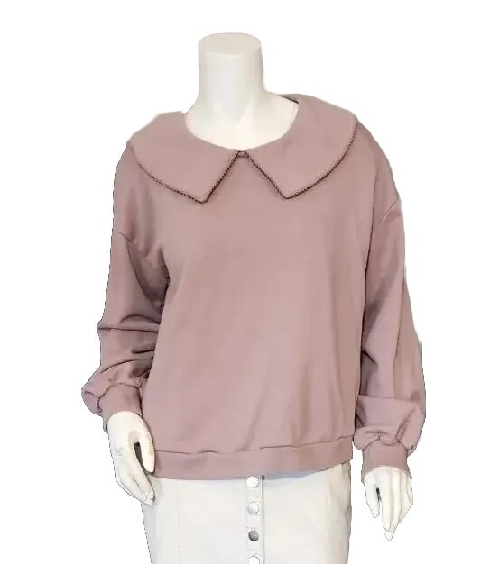 Madewell Peter Pan Collar Bubble Sleeve Pullover Sweatshirt Women's M ...