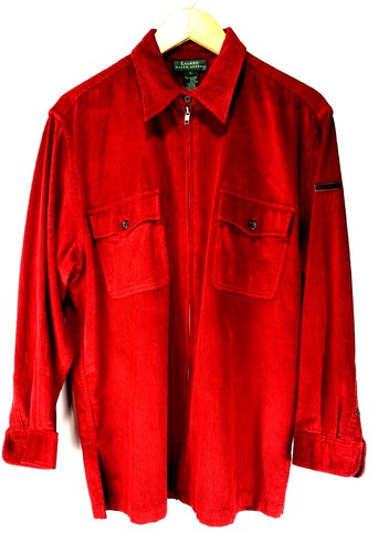 Ralph Lauren Women's Red Shacket Size Large Corduroy Zip Close Boho ...