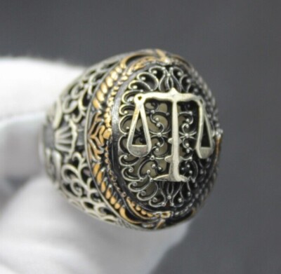Scales of Justice Solid 925 Sterling Silver Men's Ring | eBay