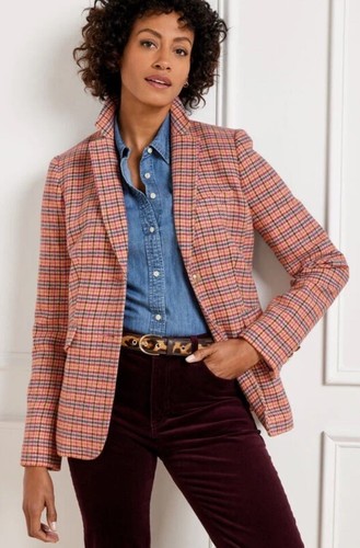 TALBOTS Wool Blazer 14 EUC 2023 Shetland Apple Plaid Crest Buttons SOLD ...