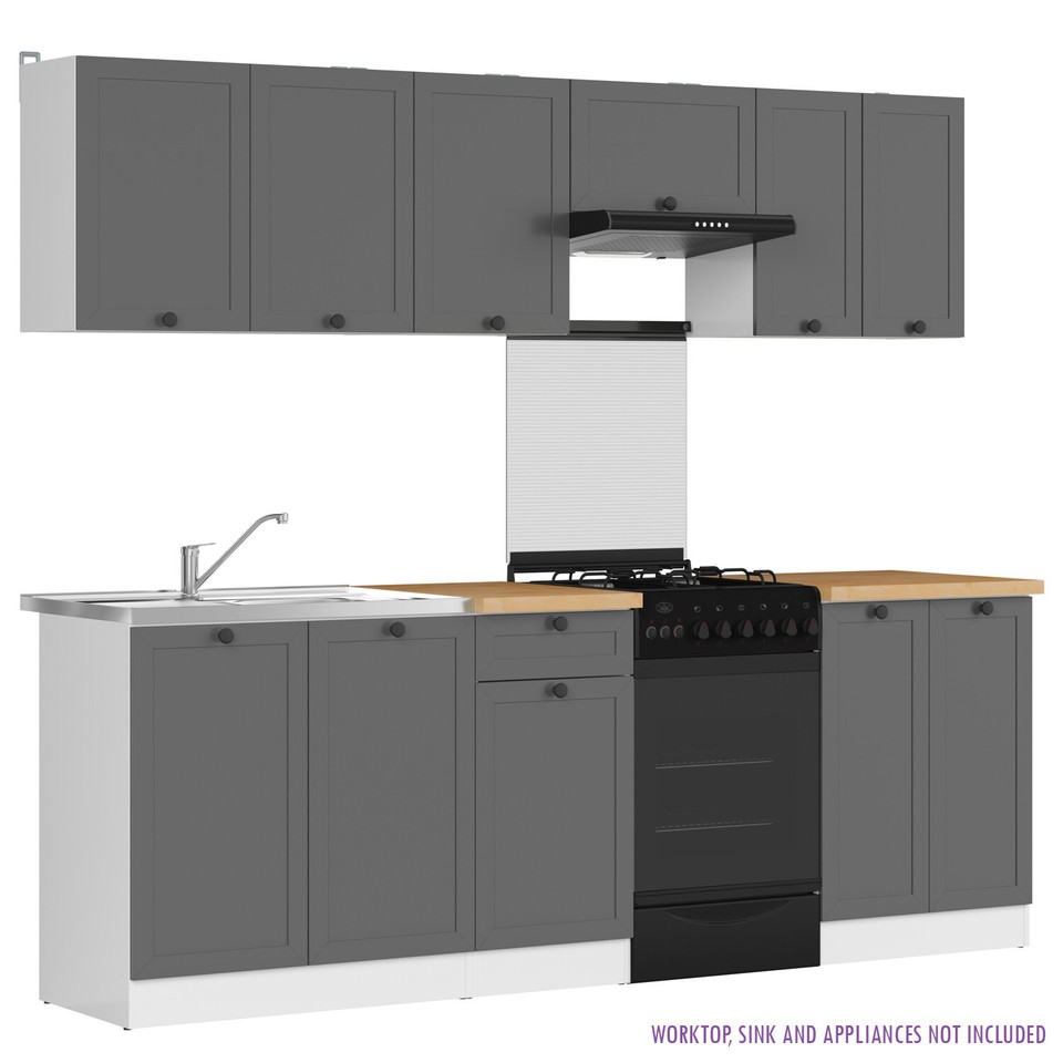 Summer Premium Compact Kitchen Set 230cm - 7 Cabinets with Elegant Matt ...