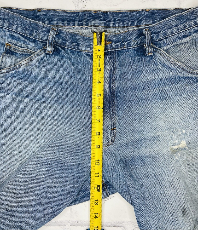 *VTG* Round House Blue Denim Distressed Straight Jeans; Made in USA; 36 ...