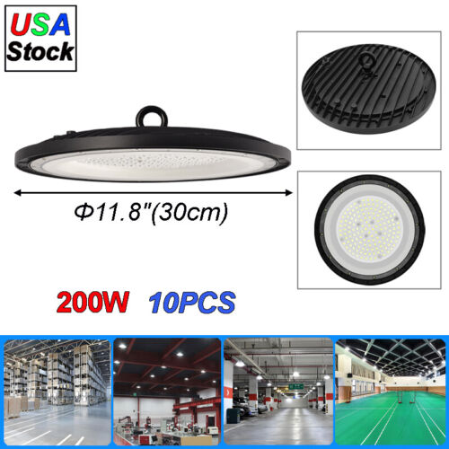 10 Pack 200W High Bay Lights DOB Driver Waterproof IP65 UFO Light 6500K ...