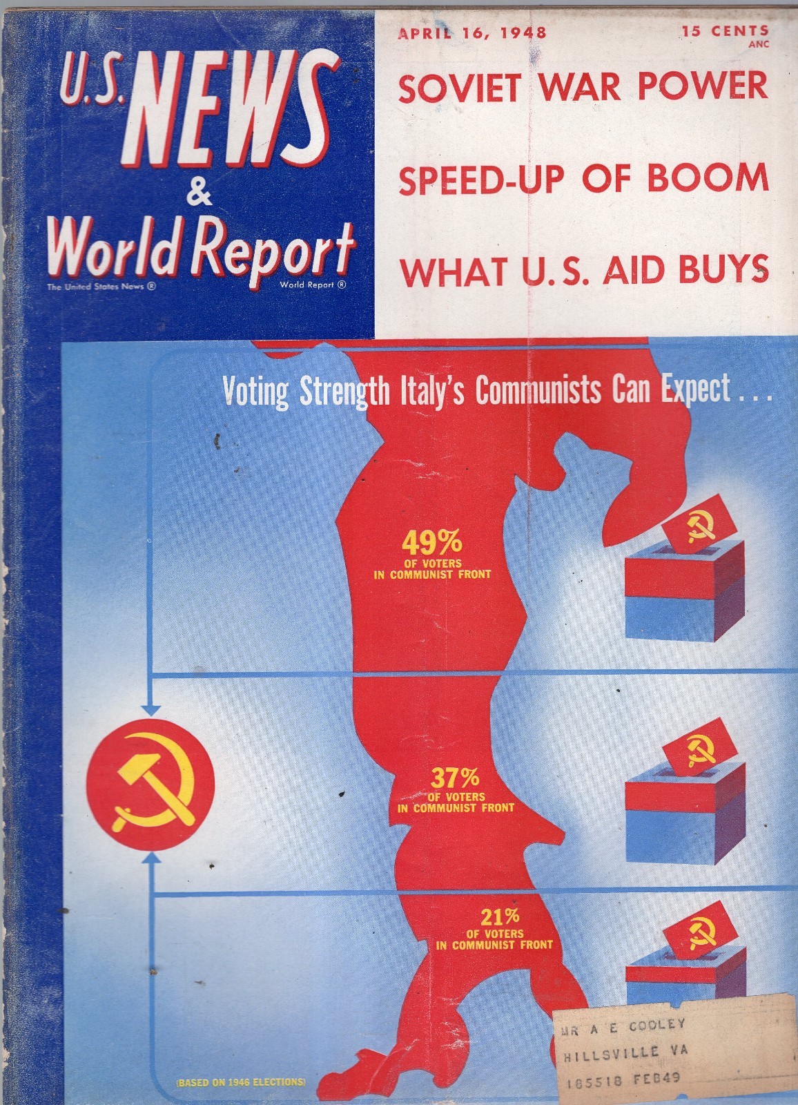 APRIL 16 1948 U. S. NEWS & WORLD REPORT MAGAZINE-ITALY'S COMMUNISTS ...