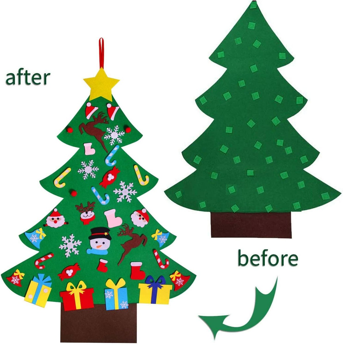 Wall Hanging Felt Tree 4FT DIY Felt Christmas Tree Wall Hanging Set ...