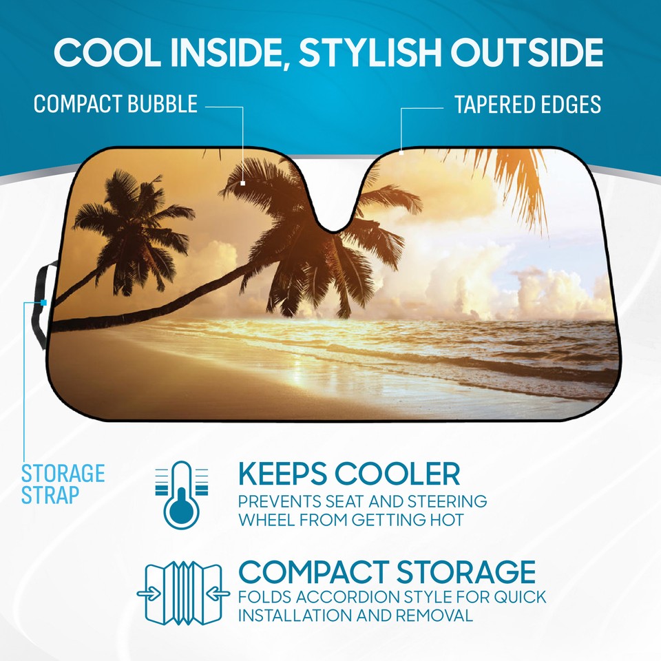 Golden Beach Sunset Auto Sun Shade Car Windshield Window UV Protection ...