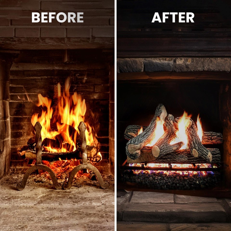 18" 24" 30" Great Oak Premium Decorative Vented Gas Fireplace Logs ...