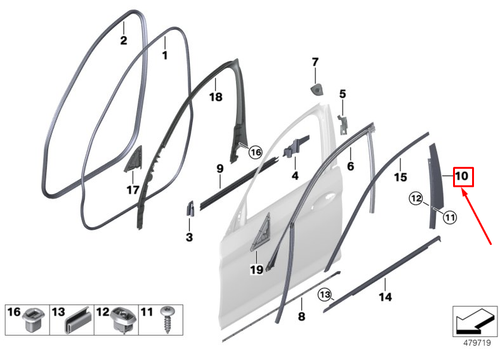 BMW 5 TOURING G31 FRONT RIGHT DOOR B-PILLAR TRIM 51337336954 for sale ...
