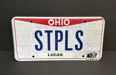 Ohio Vanity License Plate w/Sticker — STPLS (Staples) | eBay