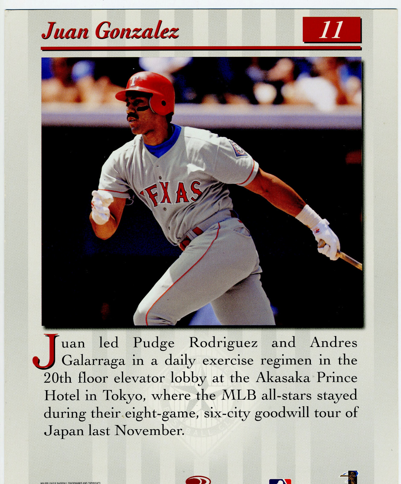 Juan Gonzalez MLB Color Donruss Studio 8 x 10 Texas Rangers Outfield | eBay