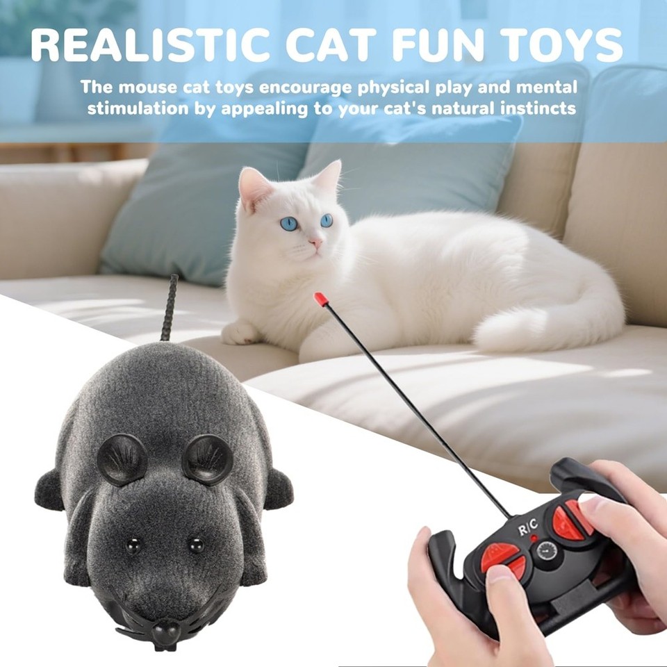 RC Realistic Fake Mouse Rat Toy Remote Control For Cats Dogs Pet Gift ...