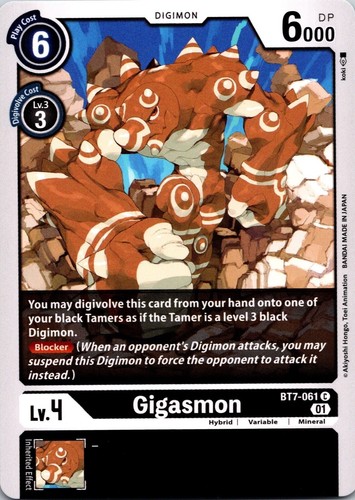 Gigasmon BT7-061 Black Common Hybrid (Lv4) Digimon CCG Card | eBay