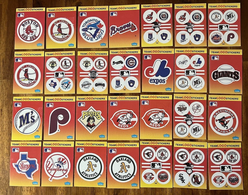 1990 1991 Fleer MLB Sticker Lot (73) Yankees Red Sox Braves Cardinals ...