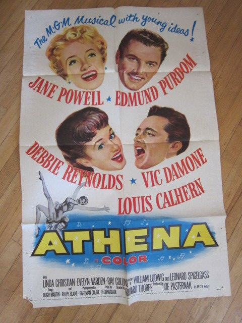 ATHENA Original 1984 musical poster Debbie Reynolds Jane Powell Vic ...
