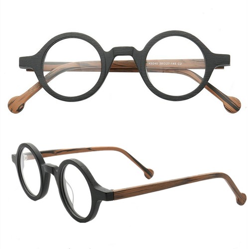 Small Round Eyeglass Frames Wood Acetate 38 mm Glasses Brand New ...