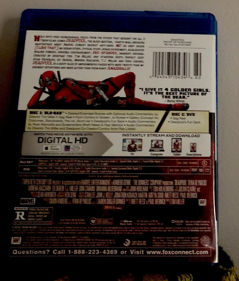 Deadpool (2 Disc Blu-Ray + DVD + Digital HD, TONS of Bonus Features ...