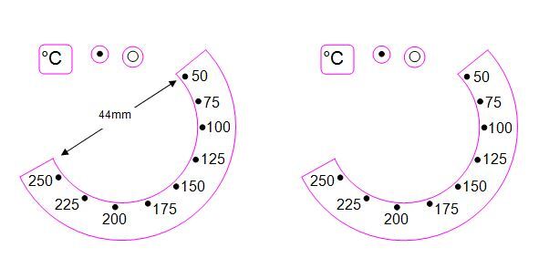 50-250 OVEN TEMPERATURE STICKERS with replacement 44mm inner diameter ...